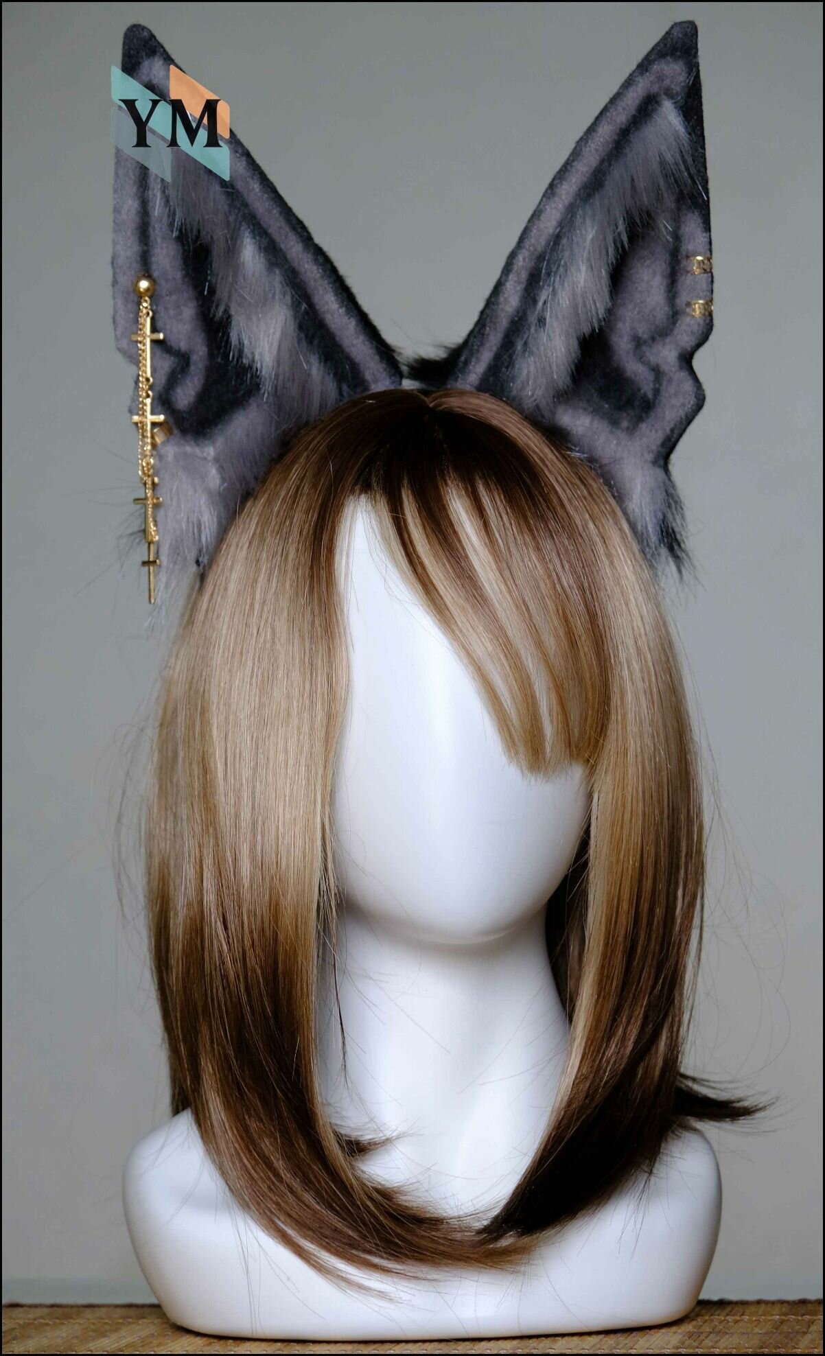 Ободок Аниме Ушки Кошки большие с цепочками гнущиеся