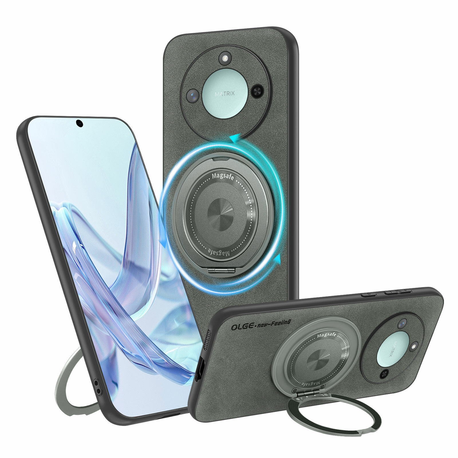 Чехол Для Honor X9C Smart / Хонор Икс9С Смарт / Х9Ц Смарт, soft touch, чехол-кардиомонитор, искусственная кожа, поликарбонат (PC), защита камеры, ударопрочный, встроенная подставка, усиленные углы, Honor,