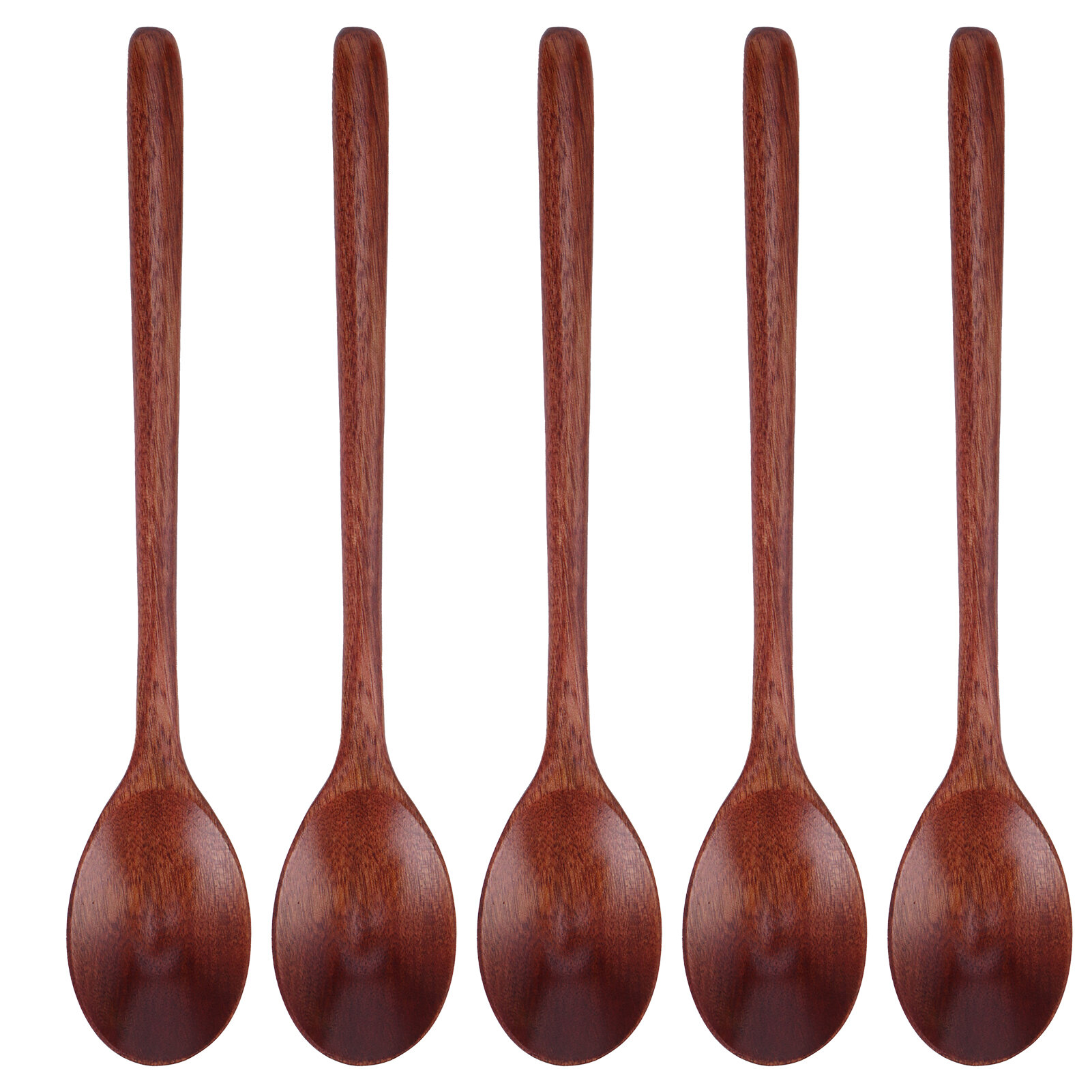 5PCS Wooden Spoon with Long Handle Soup for Barbecue Camping Party Home KitchenPaint Color