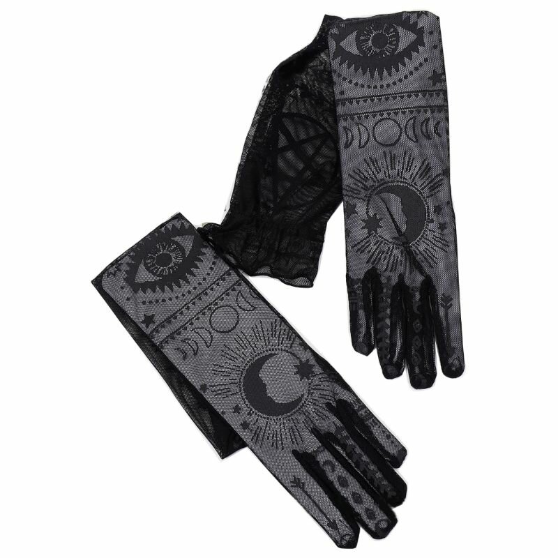 Длинные Кружевные перчатки из эластичной сетки на Хэллоуин
