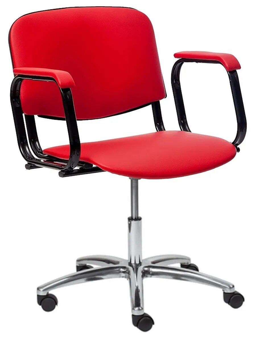 Кресло Kontakt пятилучие пневматика на колёсах красное