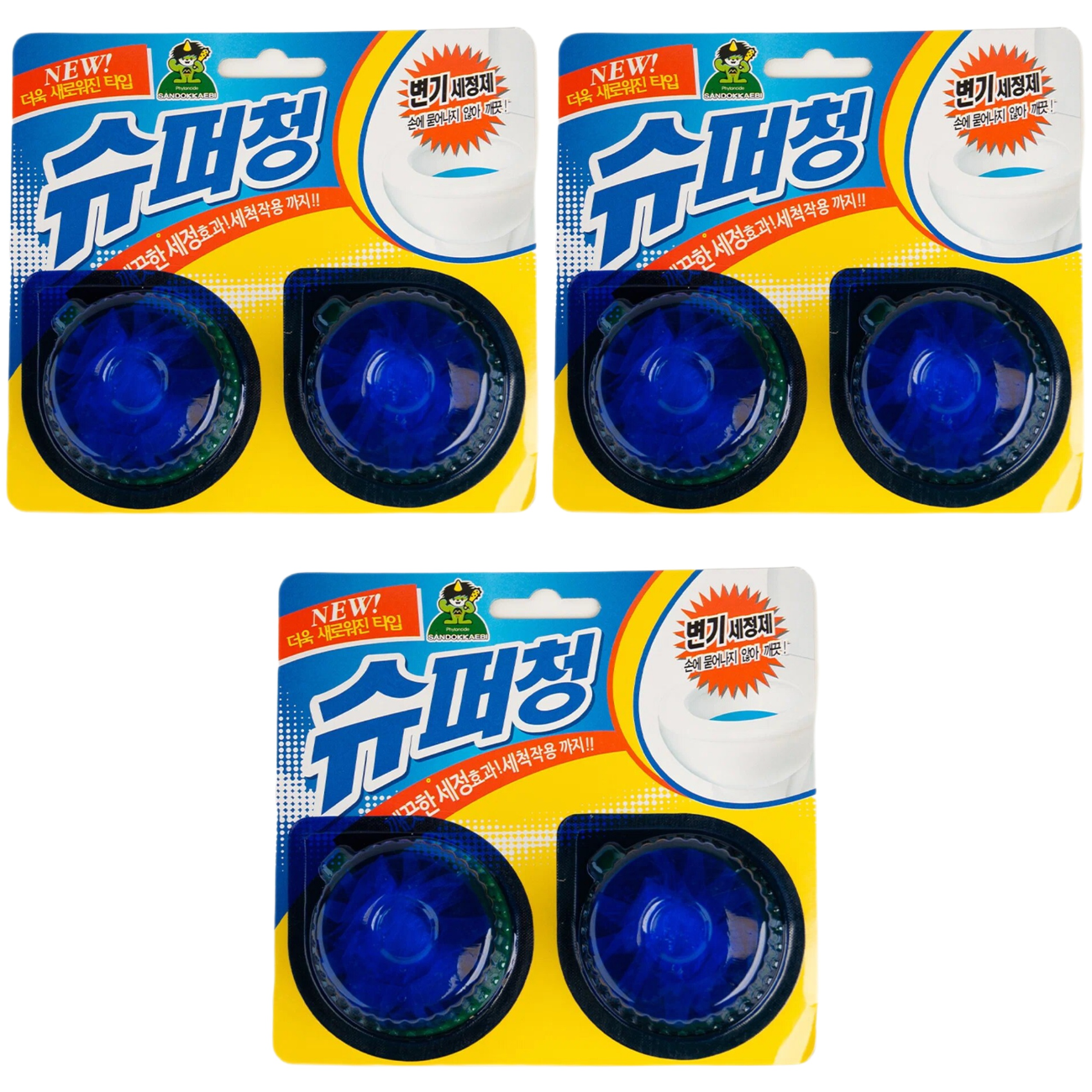 Очиститель для унитаза Sandokkaebi Super Chang, в таблетках, 40 г х 2 таблетки, 3 упаковки
