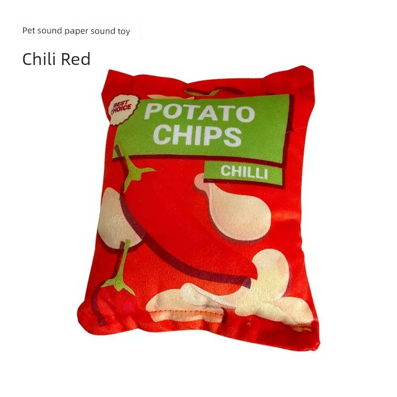 Красные чипсы-игрушка из плюша для собак, веселый дизайн, мягкий и уютный компаньон