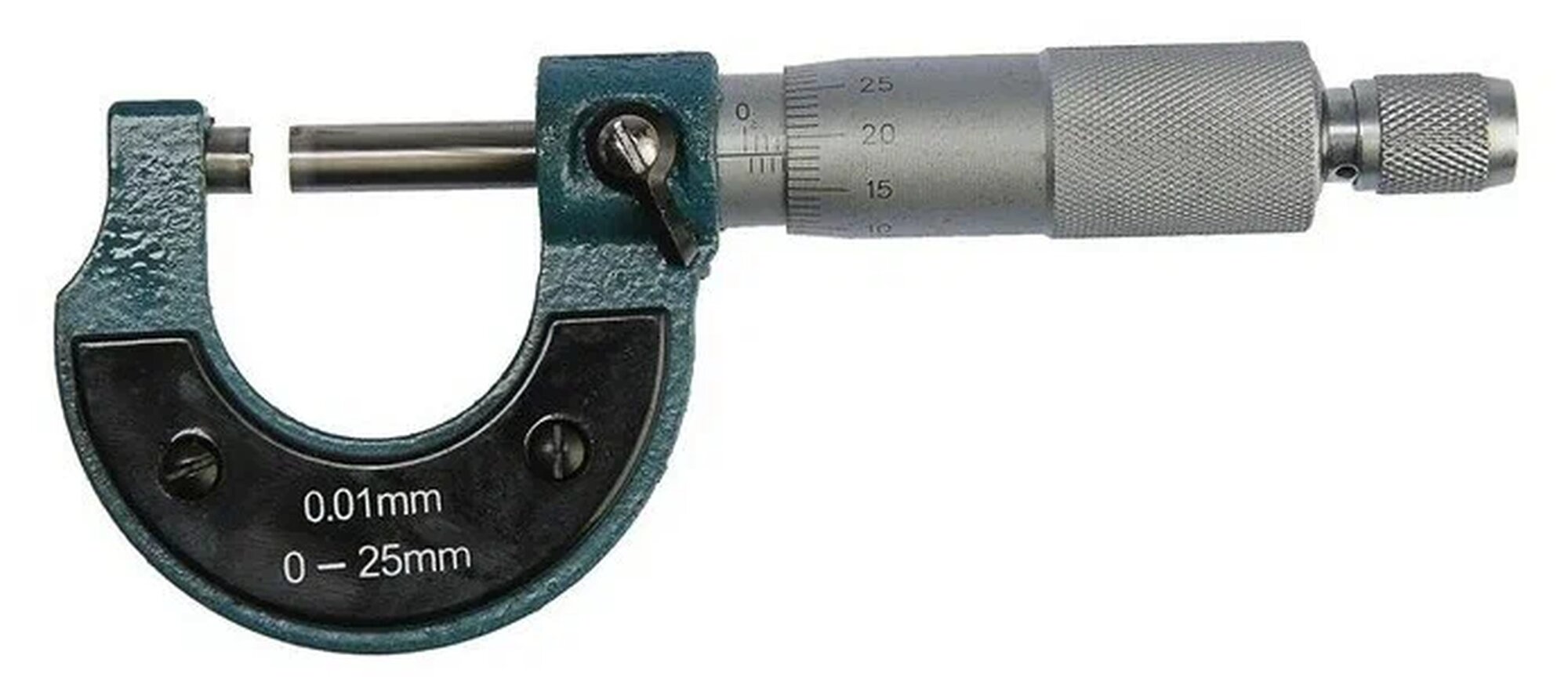 Микрометр тундра, механический, для наружных измерений, синий, металл, 0-25мм