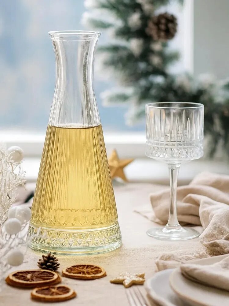 Декантер, кувшин, графин "Элизия" стекло, 0.94л. Ударопрочное стекло, для вина, коктейлей, сока, лимонада. Турция