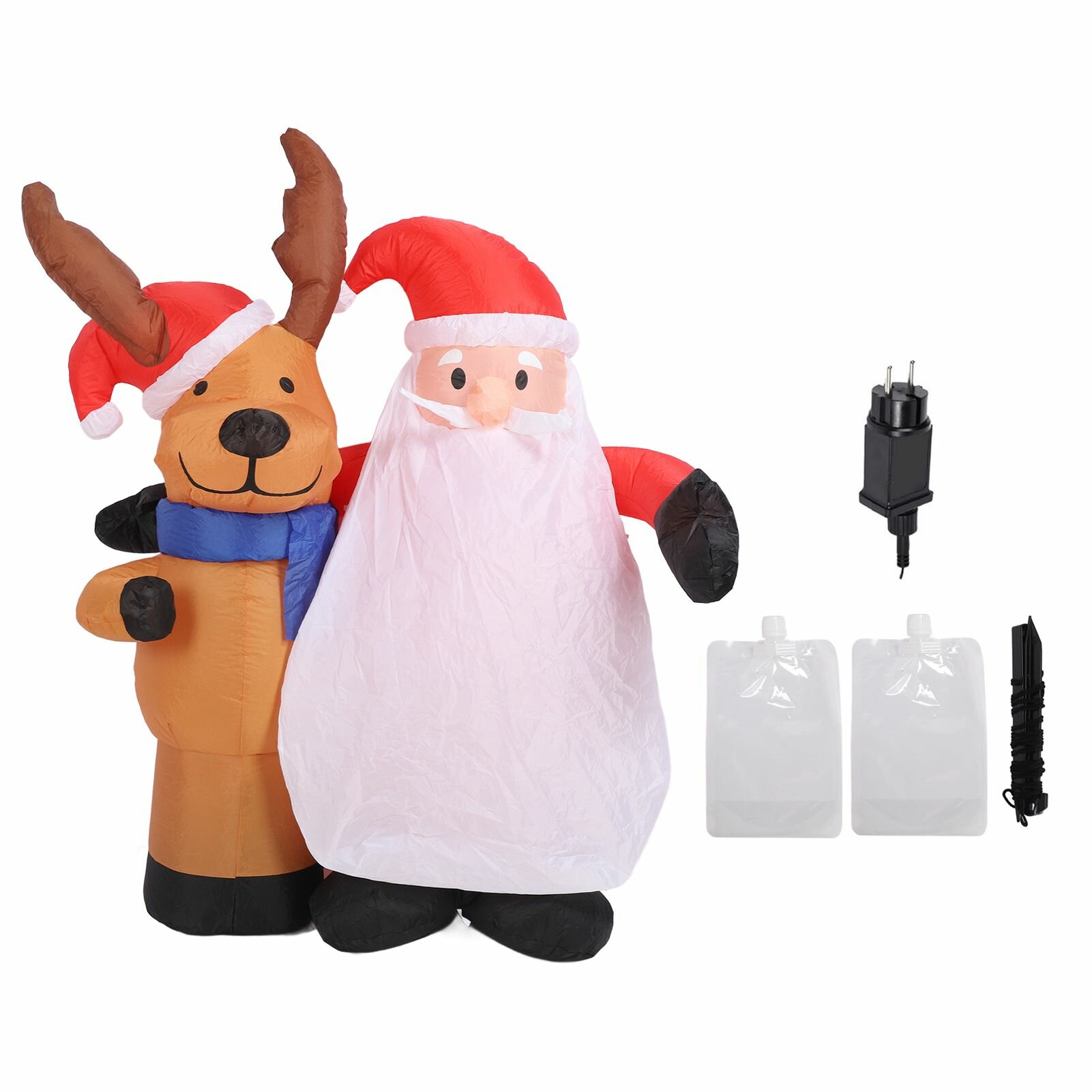 1,6 м Надувные Дед Мороз и олень со светодиодами уличный декор для сада EU 220-240 В