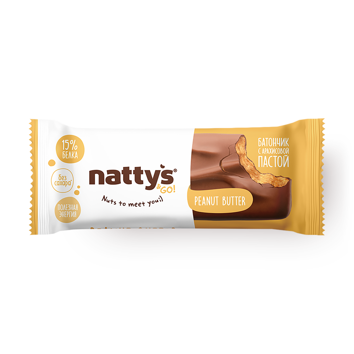 Батончик Nattys&Go! с арахисовой пастой без добавленного сахара
