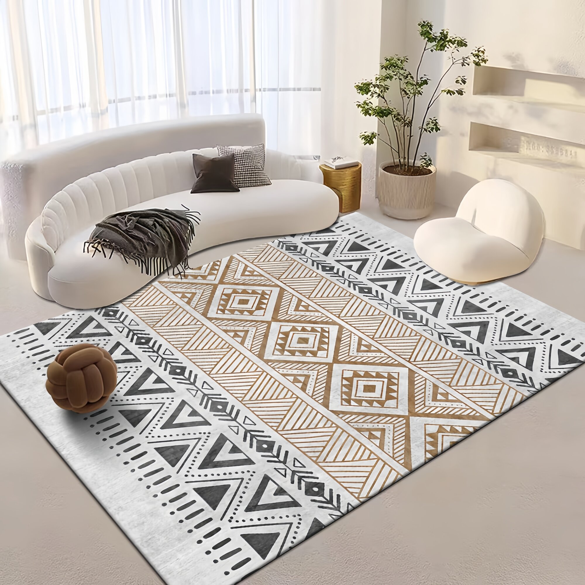 Совершенно новый, современный и минималистичный ковер из искусственного кашемира в скандинавском стиле. 80 см x 120 см