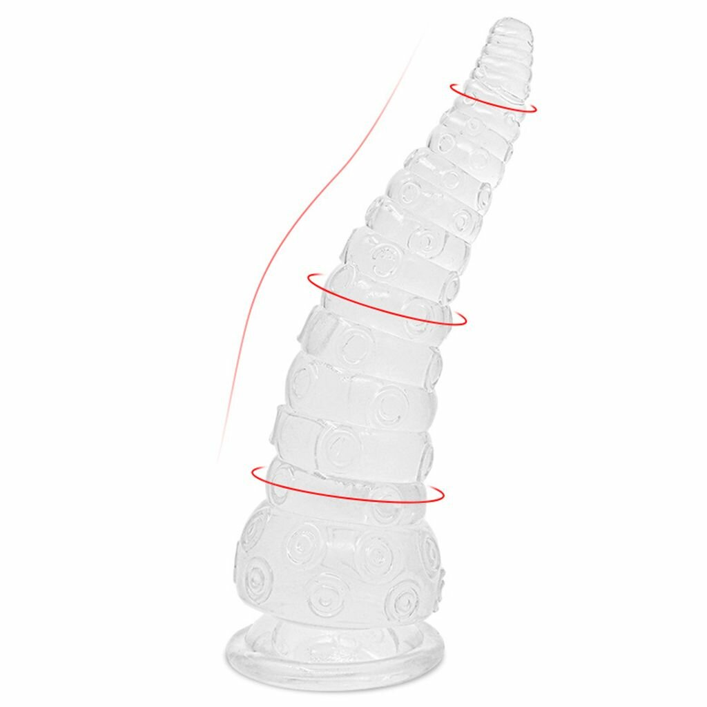 Анальная пробка с фаллоимитатором в виде ноги осьминога-прозрачный-S