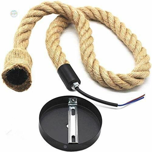 Подвесная люстра из металла и пеньковой веревки стиль лофт для бара и ресторана патрон E27 атмосферное освещение интерьера