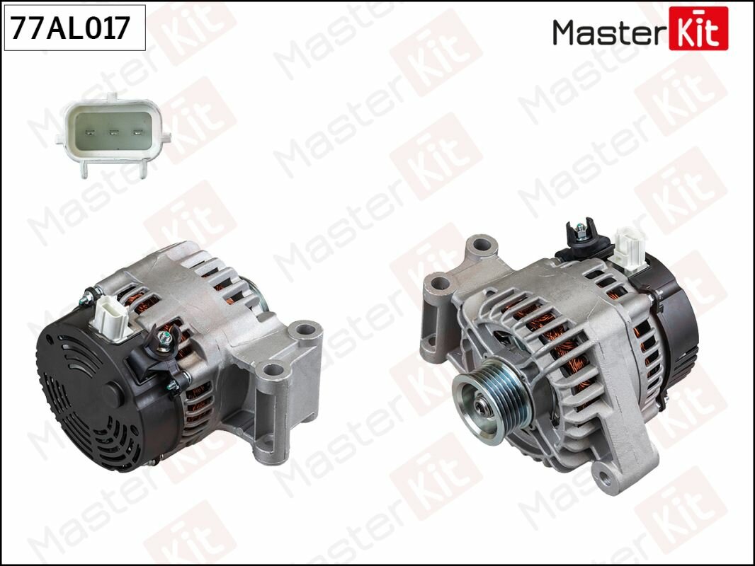 Генератор для Ford Focus 1/2 1998-2011, C-Max 2003-2010, Fiesta V 2001-2008, Fusion 2002-2012 (14V 105A) MasterKit арт. 77AL017