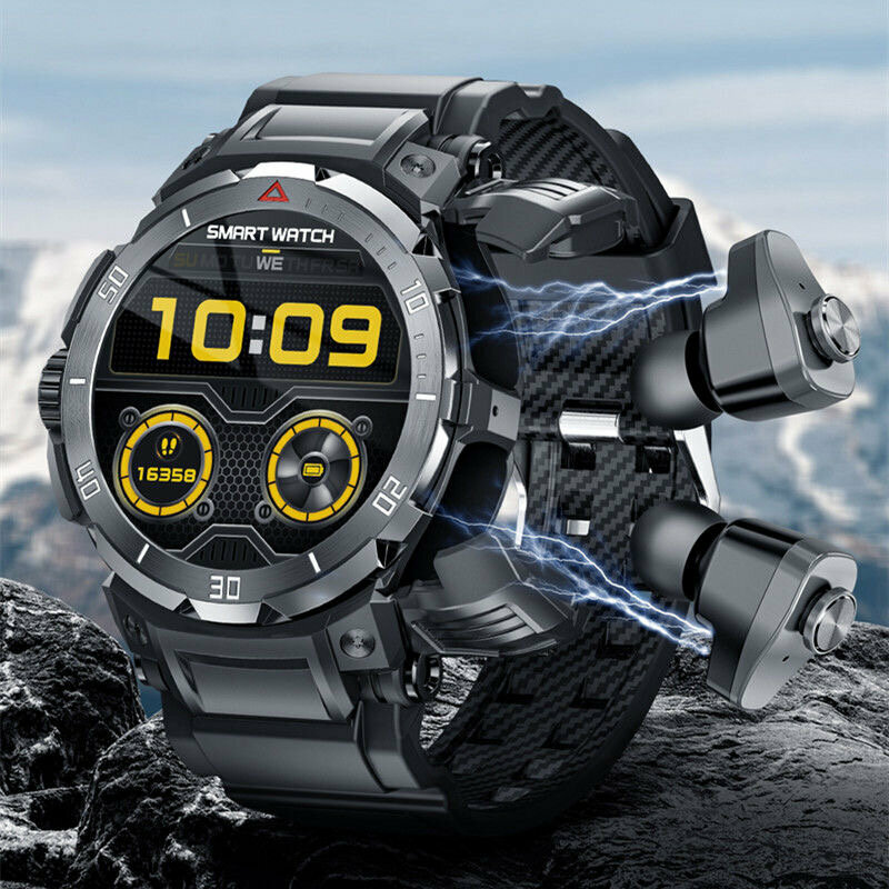 Эксклюзивная модель часов 2в1 с защищенными TWS наушниками наделена премиум функционалом NFC двойного вызова и тройной системой защиты от утери