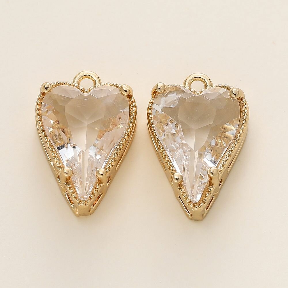 Мини-подвески декоративные позолоченные 18к, латунные белые шармы 6.5х9х13.5 мм, набор 4 шт для украшений бижутерии, рукоделия, браслетов