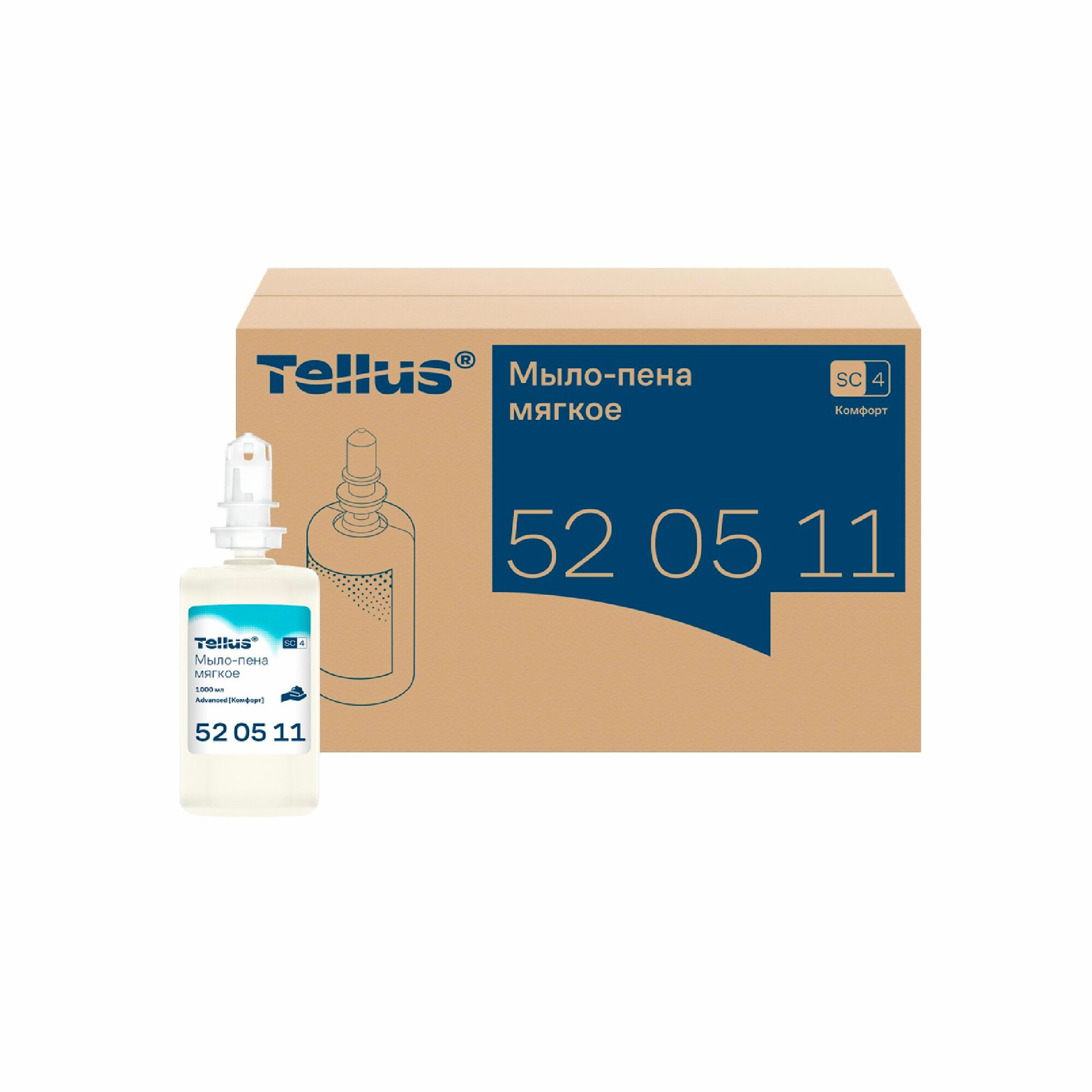 Мыло-пенка Tork (Tellus), мягкое, система S4, 1 картридж, 1000 мл (арт: 520511)