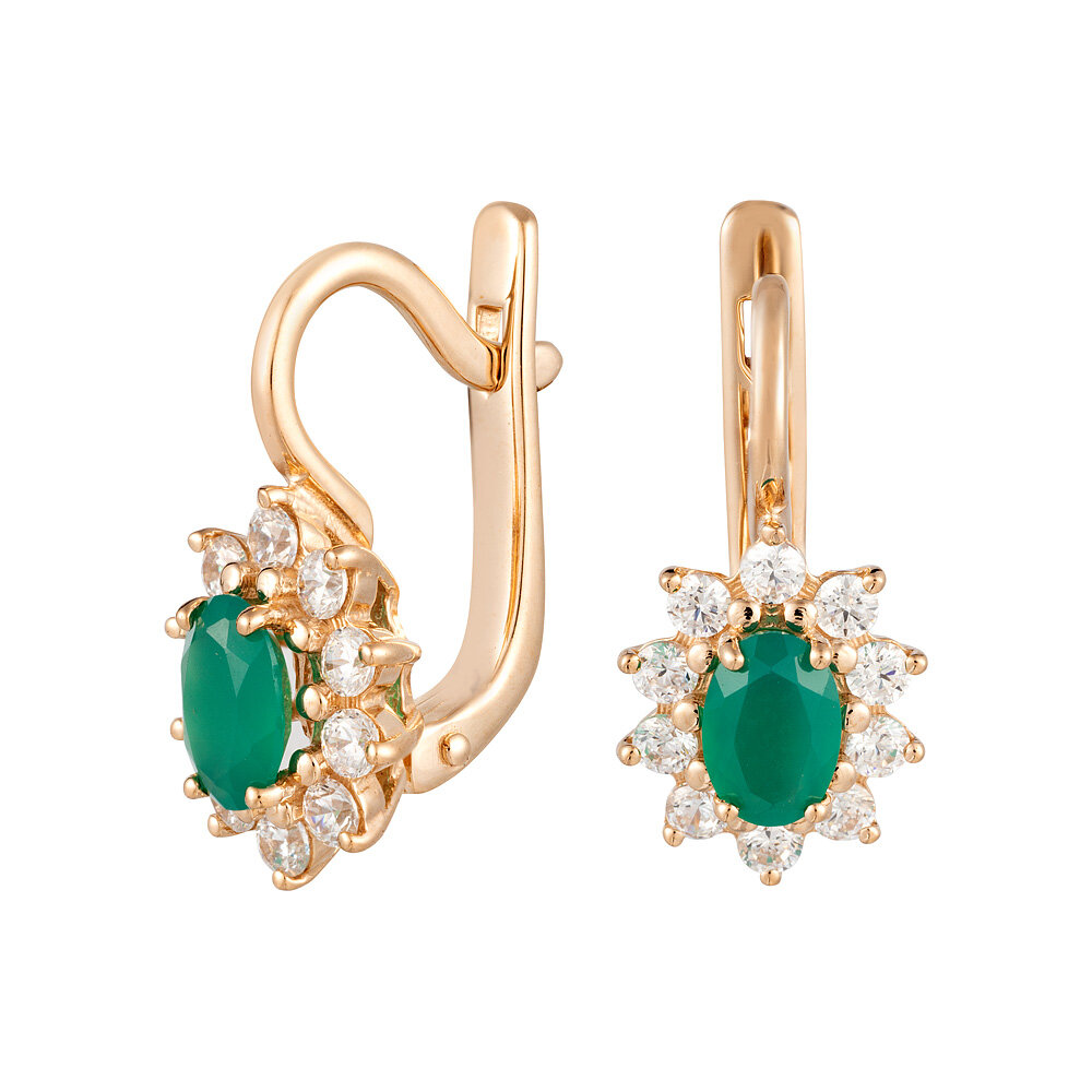 Моносерьга, красное золото, 585 проба, агат