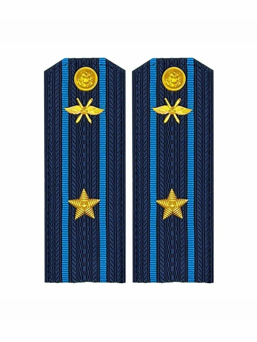 Погоны МО ВКС синие майор с петлицей, Материал Пластиковые