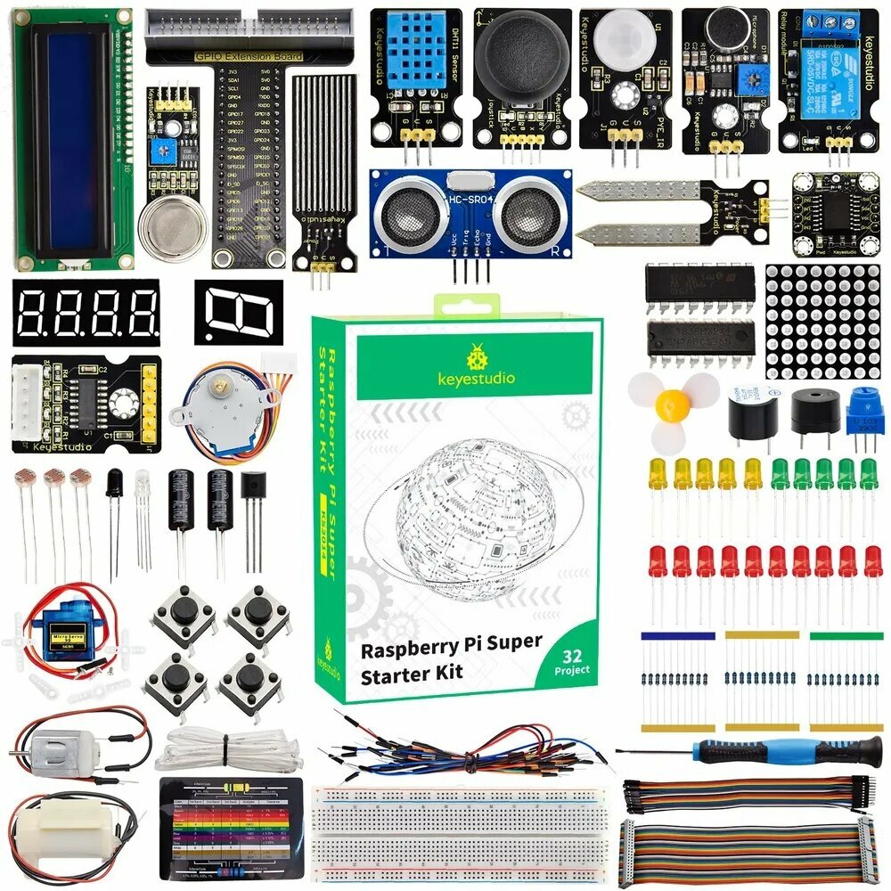 Keyestudio Super Starter Kit для Raspberry Pi(Плата Raspberry Pi 4B в комплект не входит)