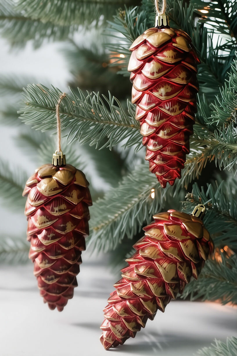 Набор ёлочных украшений шишки: привет из шварцвальда, пластик, бордовый, 14 см, 3 шт, Winter Deco 2000031