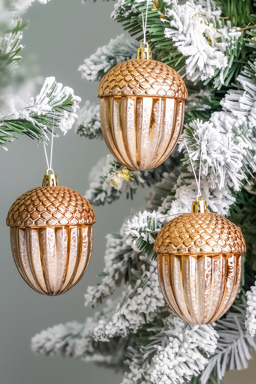 Набор ёлочных украшений волшебные жёлуди, пластик, персиковый, 9 см, 3 шт, Winter Deco 1000501