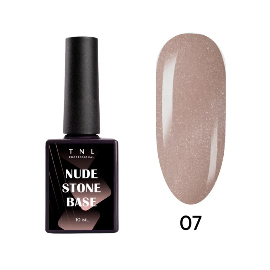 TNL, База для гель-лака Nude Stone Base, жесткая, с шиммером №07 - шоколадная карамель, 10 мл