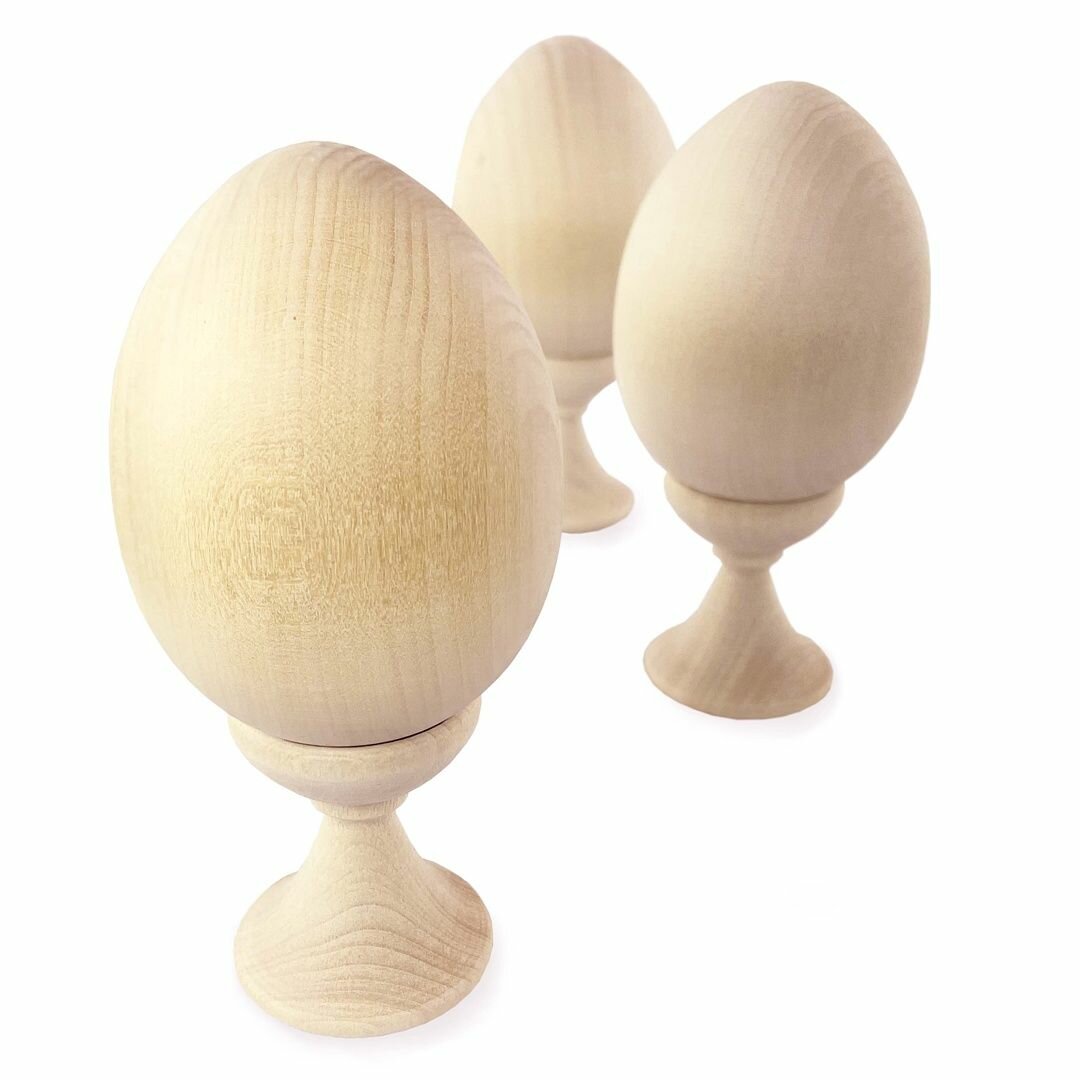 Набор для декорирования деревянных яиц 3 шт с подставками, заготовки для росписи Пасхи и творческих занятий, комплект для рисования гуашью и акрилом, для детей от 3 лет