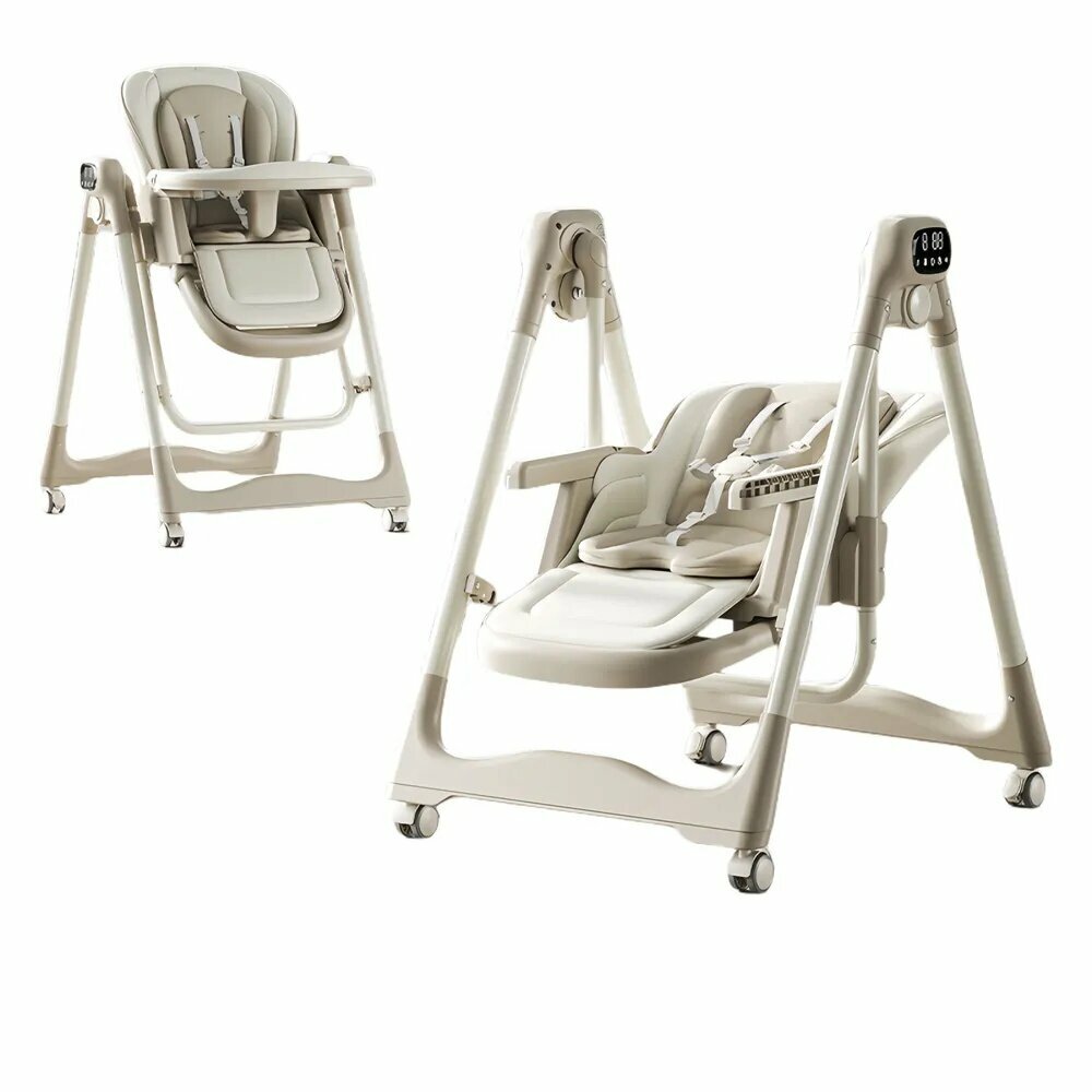 Детский стульчик для кормления 0+,3 в 1, GlanzHeim V7 , электрический стул качалкакачели, Сенсорные кнопки управления и пульт дистанционного управления, может воспроизводить музыку