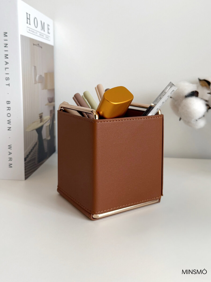 Органайзер настольный для канцелярии, косметики, кистей, цвет коричневый