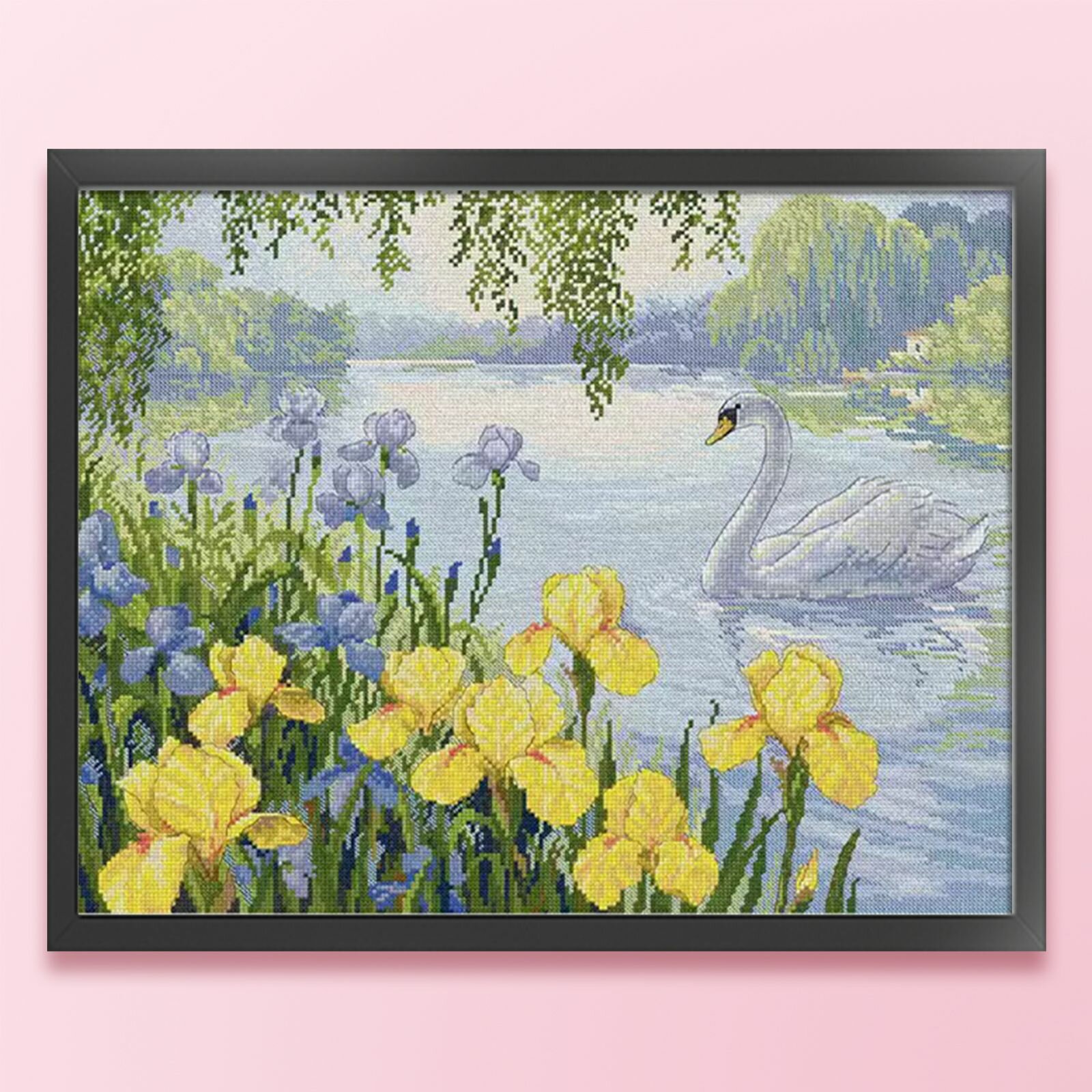 Swan Printed Cross Stitch Kit 50x42см DIY 14CT Египетский хлопковой вышивка