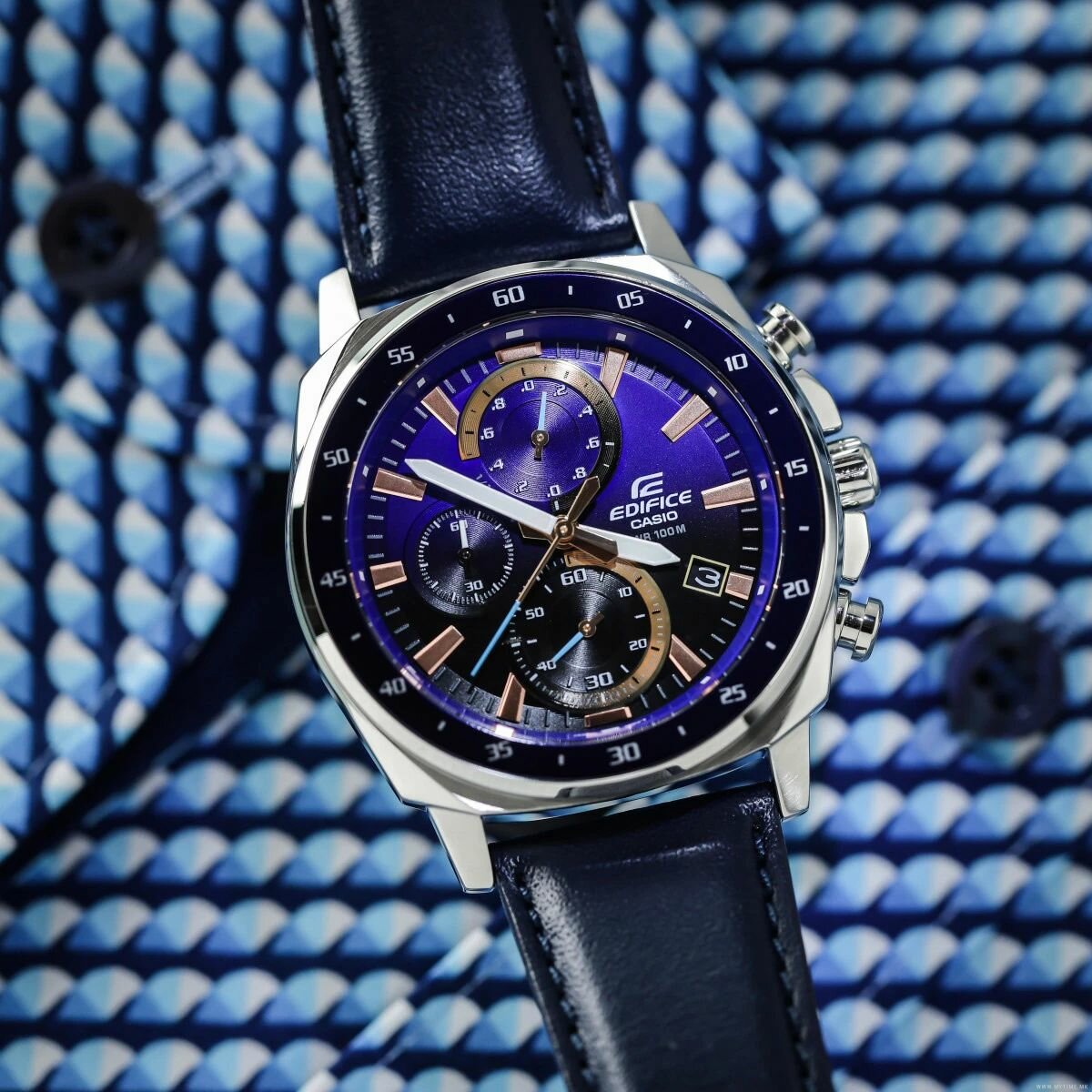 Наручные часы CASIO, серебряный, синий — фото 1