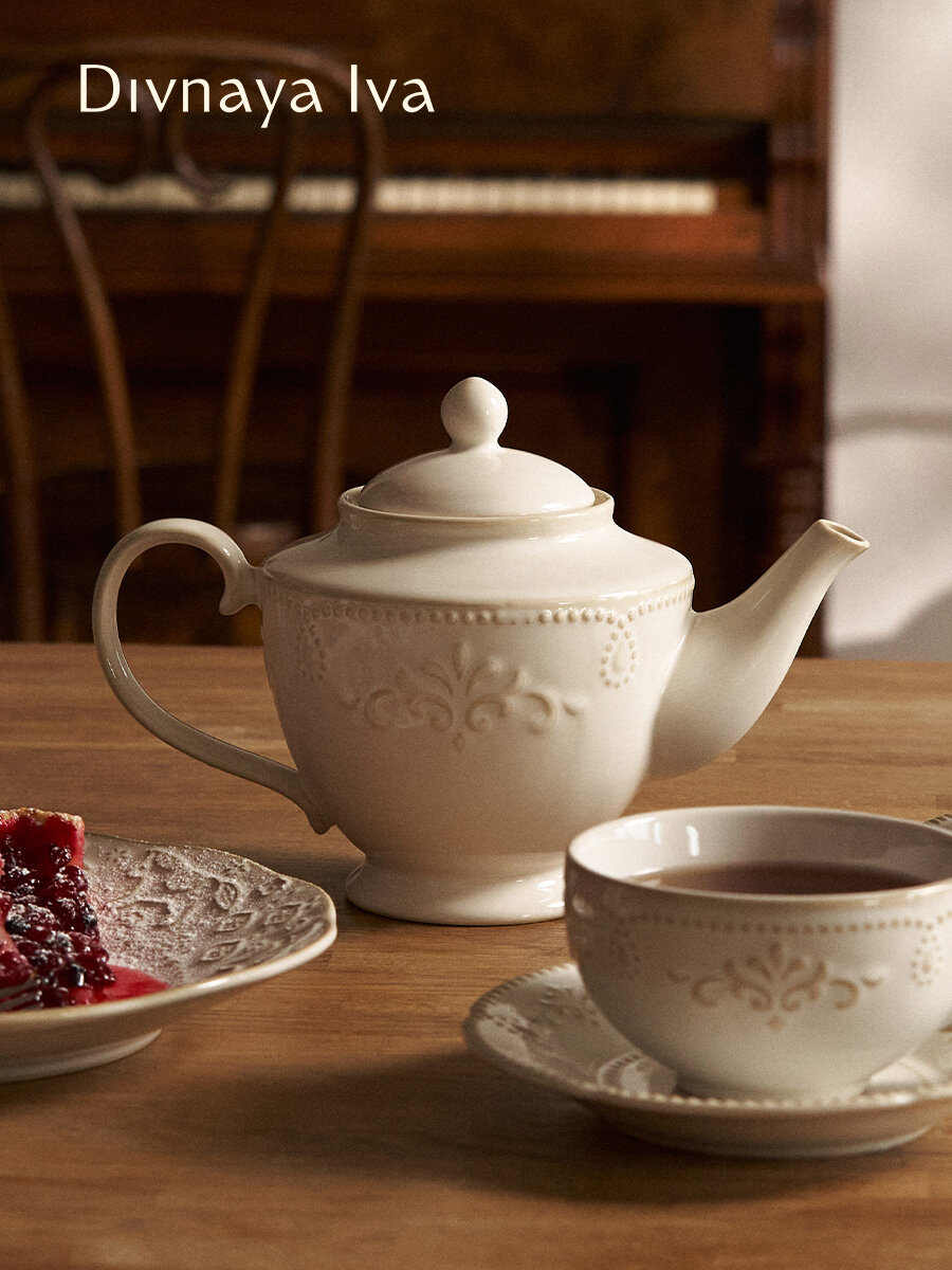 Заварочный чайник фарфоровый с рисунком узоры, Divnaya Iva (Дивная Ива)