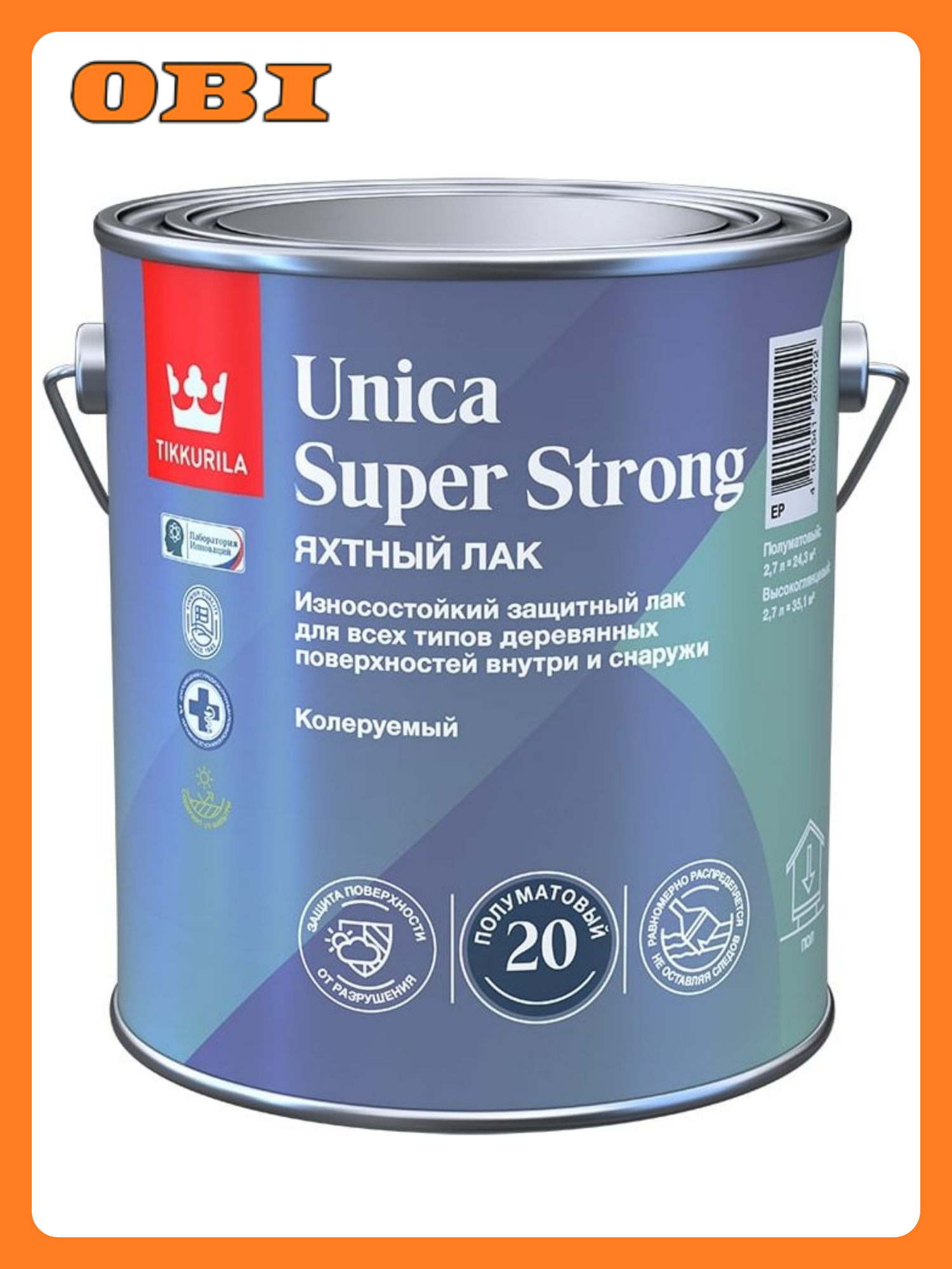 Лак универсальный Tikkurila/Tikkivala UNICA SUPER STRONG EP в/гл 2,7л