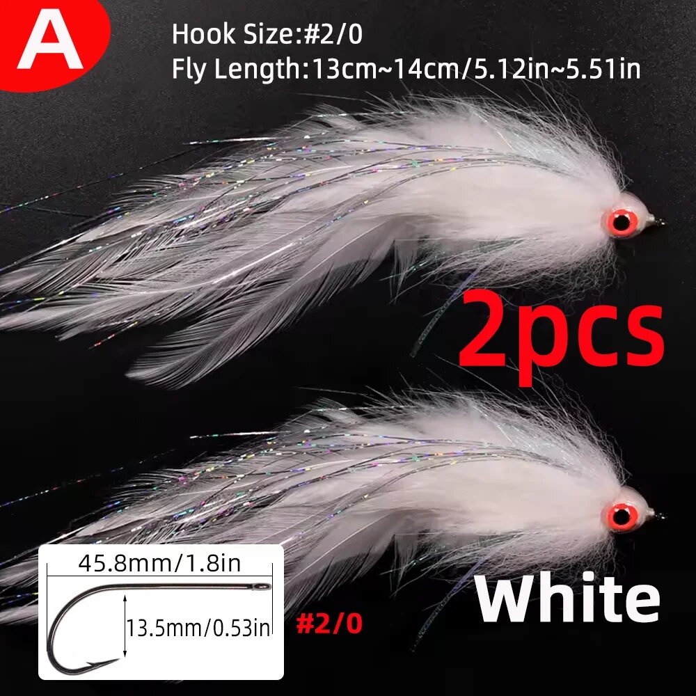 Vampfly подвесная белая приманка для рыбалки 2/0 Белый, 2pcs A white