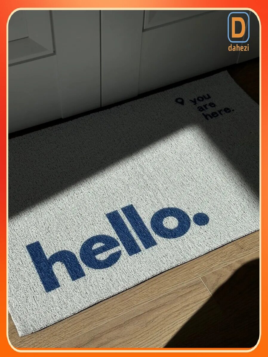 Коврик придверный резиновый с надписью Hello, you are here в прихожую 120х80 см белый