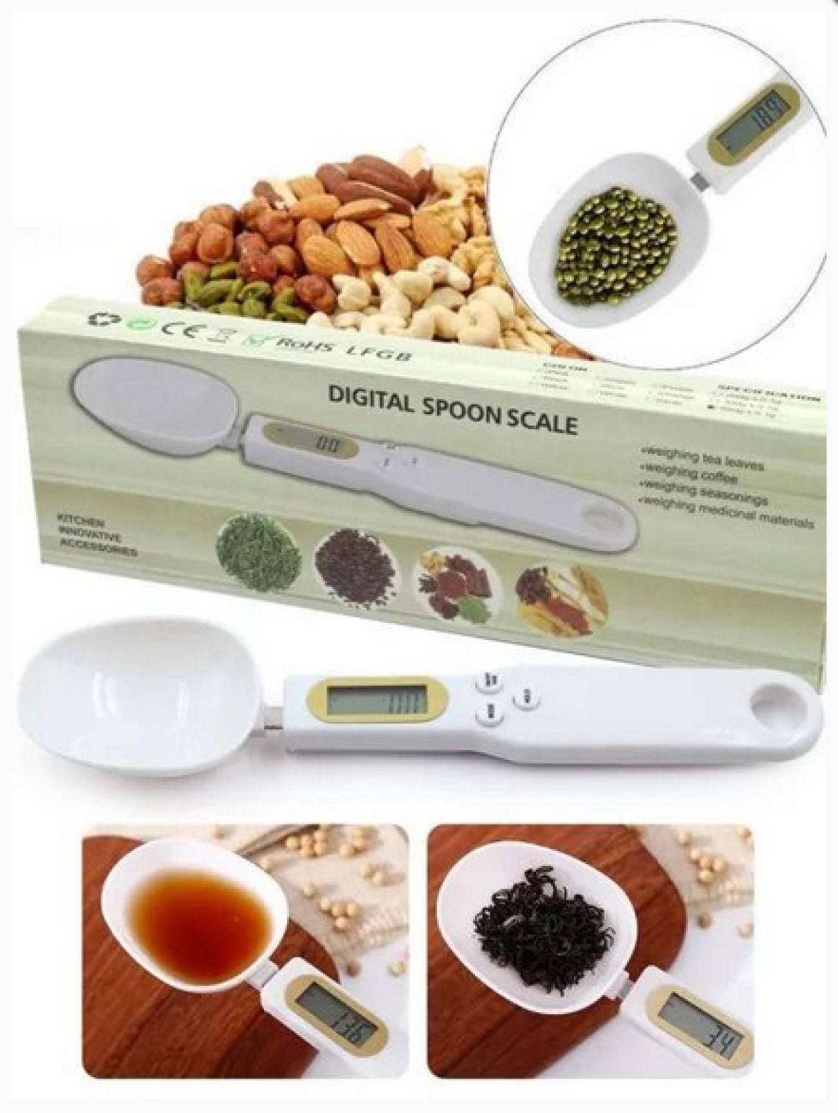 Электронные весы-ложка Digital Spoon, с тарокомпенсацией, пределом взвешивания 0.5 кг