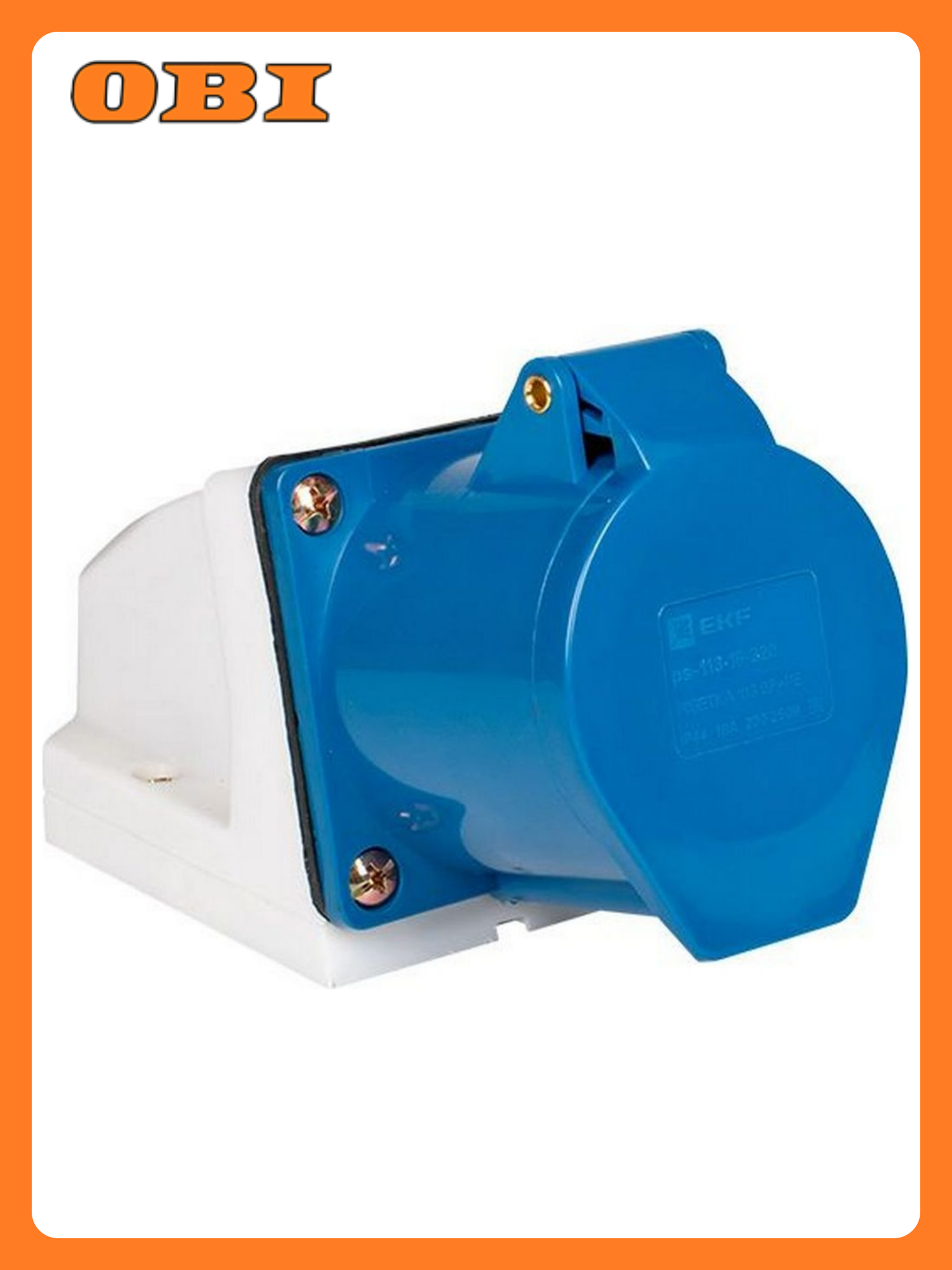 Розетка EKF PROxima PS-113-16-220, синяя, с откидной крышкой, IP44, 1 шт