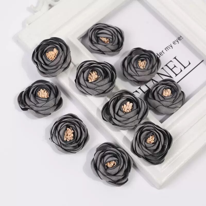 Искусственная головка розы 4 см, полуфабрикат из ткани, искусственный цветок, материал для рукоделия, украшение для