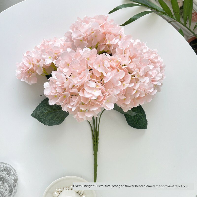 Французская роскошная розовая гортензия, искусственный цветок, искусственный цветок, хрустальная ваза для дома,