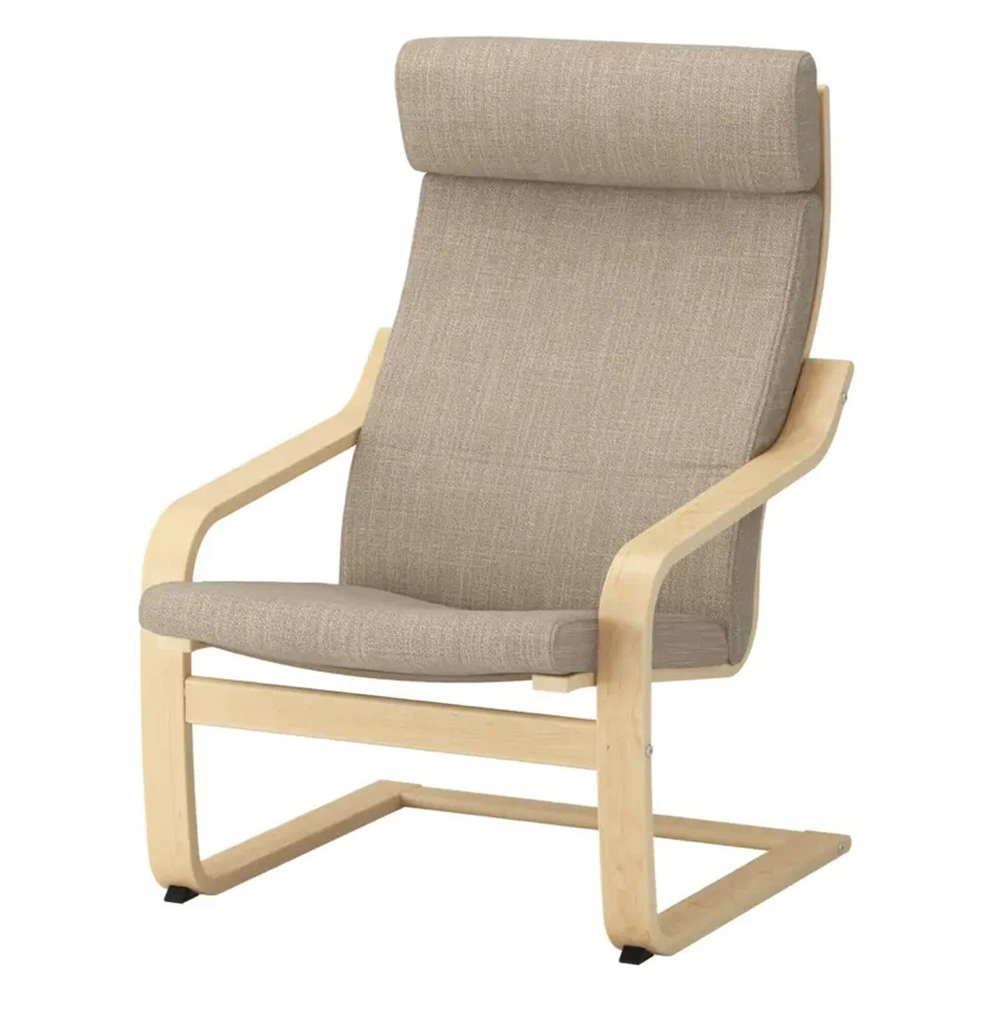 Новое кресло поэнг / POÄNG / бежевый / каркас березовый шпон