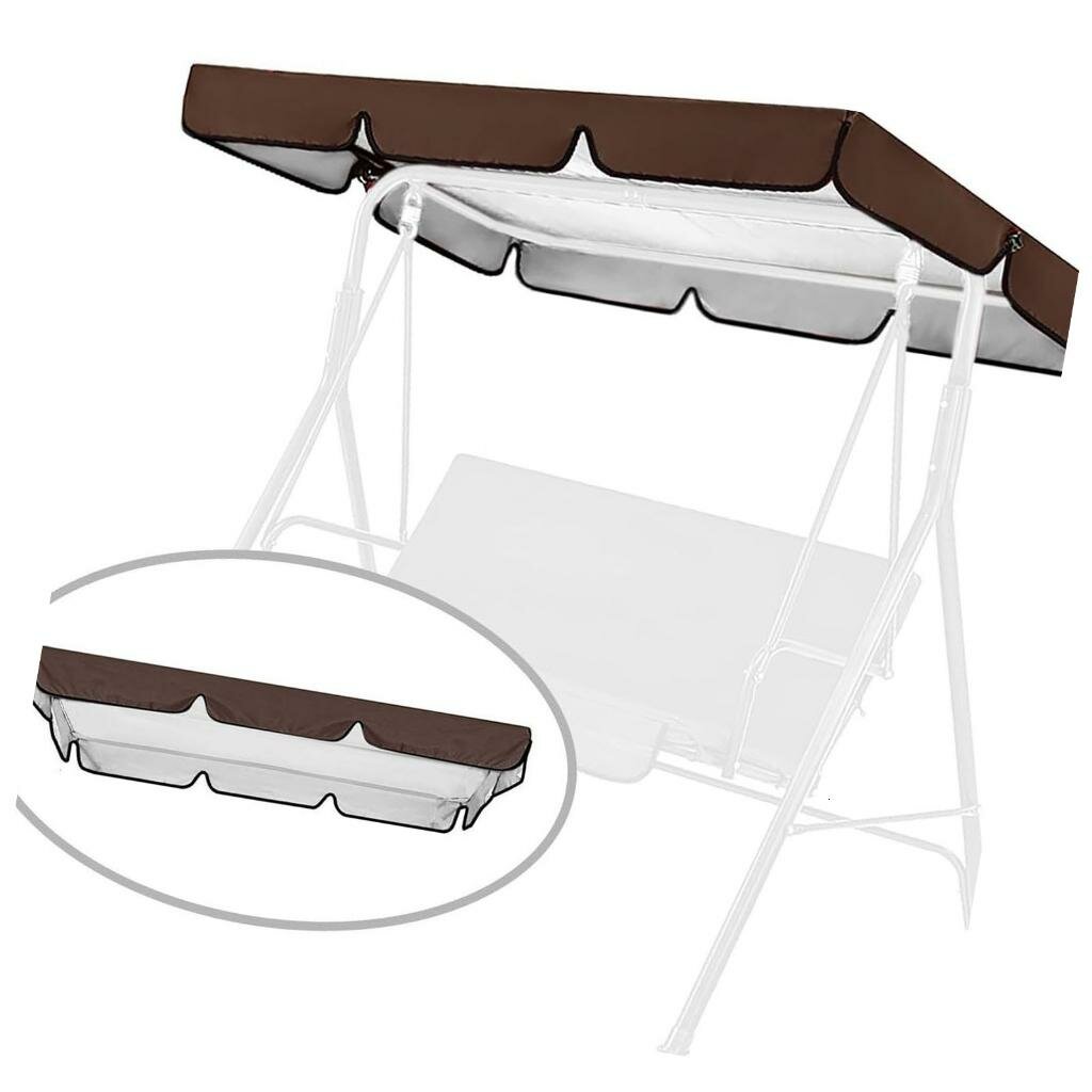 Уличное кресло-качалка на террасе, водонепроницаемое сиденье-качалка на крыльце, тент, садовый гамак, верхнее покрытие-коричневый-осенний топ с оборками, M