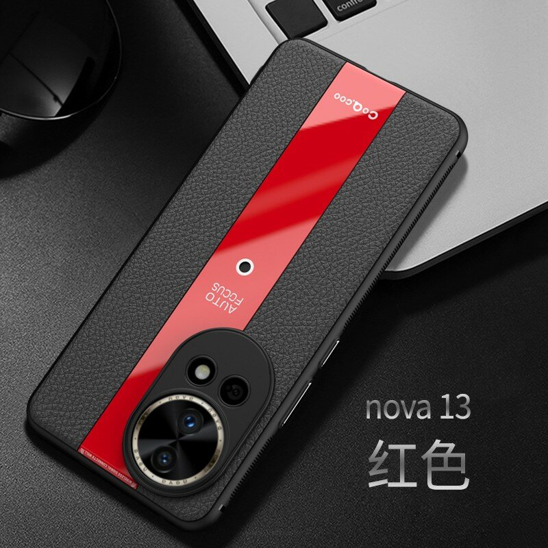 Чехол для Huawei Nova 13 / Хуавей Нова 13, soft touch, чехол-кардиомонитор, искусственная кожа, поликарбонат (PC), защита камеры, ударопрочный, усиленные углы, Huawei, Huawei Nova 13, red,