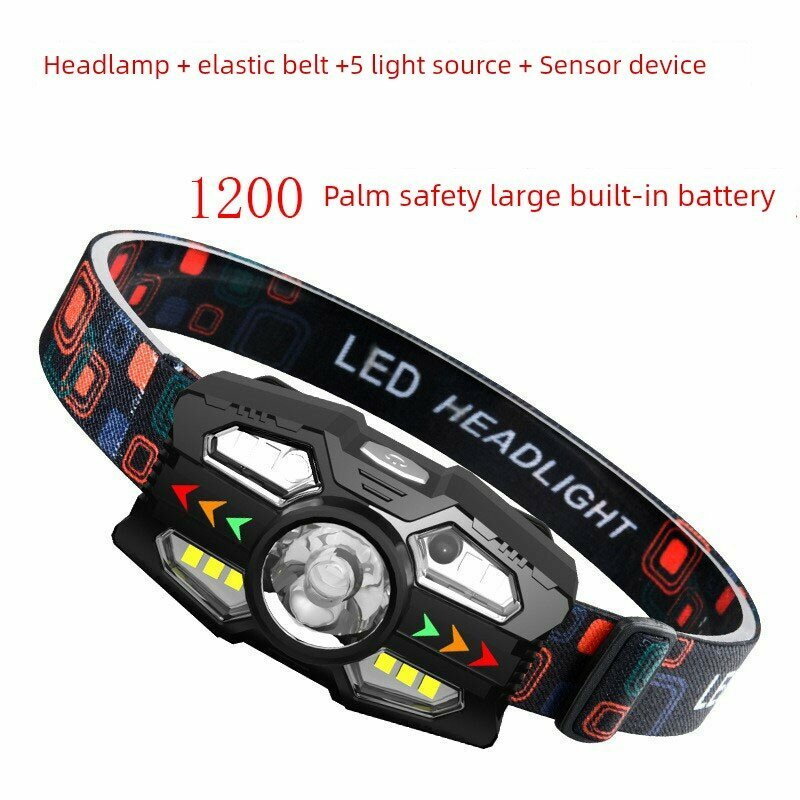 Фара сильного света, фонарик, датчик, налобный долговечный уличный фонарь, ночной светильник для рыбалки, велоспорт,