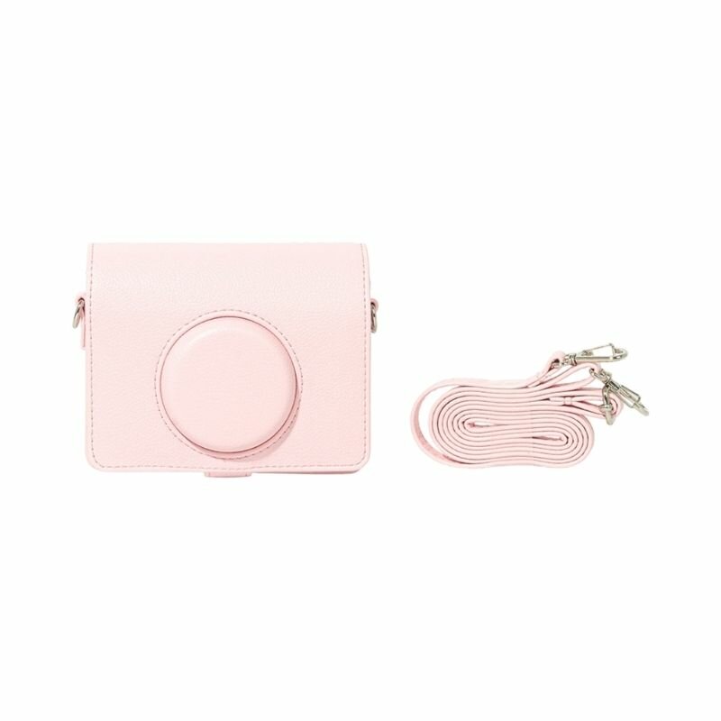 Кожаный ретро-чехол-сумка через плечо для камеры Instax Mini EVO, светло-розовый (совместимый) (1 комплект)