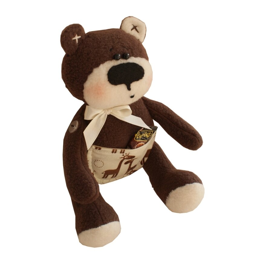 Набор для изготовления игрушки Happy Hands "Bear's Story", 23 см: флис, хлопок, бусины, нитки, иголка, атласная лента, пуговицы, деревянная палочка, выкройка