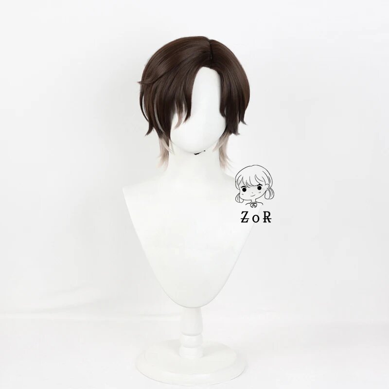 Mr Reca Wig Game Honkai: Star Rail Косплей Мужчины 30 см Коричневые Короткие Волосы Высокотермостойкий Парик Mr Reca Косплей + Бесплатная Кепка Для Парика