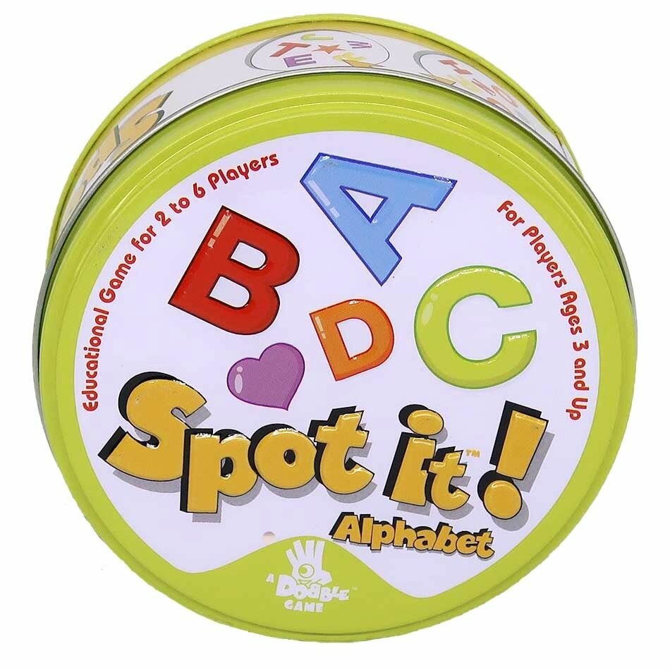 Доббль Spot It настольная игра для детей и взрослых, развивающая внимание и скорость реакции, карточная игра Дубль в металлической баночке, 55 карт, 5 вариантов правил, подарок на день рождения