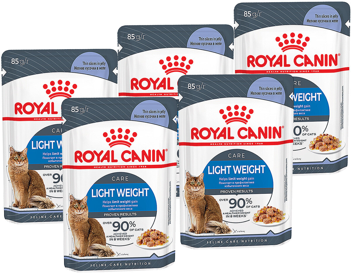 Корм влажный Royal Canin Light Weight Care для взрослых кошек контроль веса в желе пауч, 85 г х 5 шт
