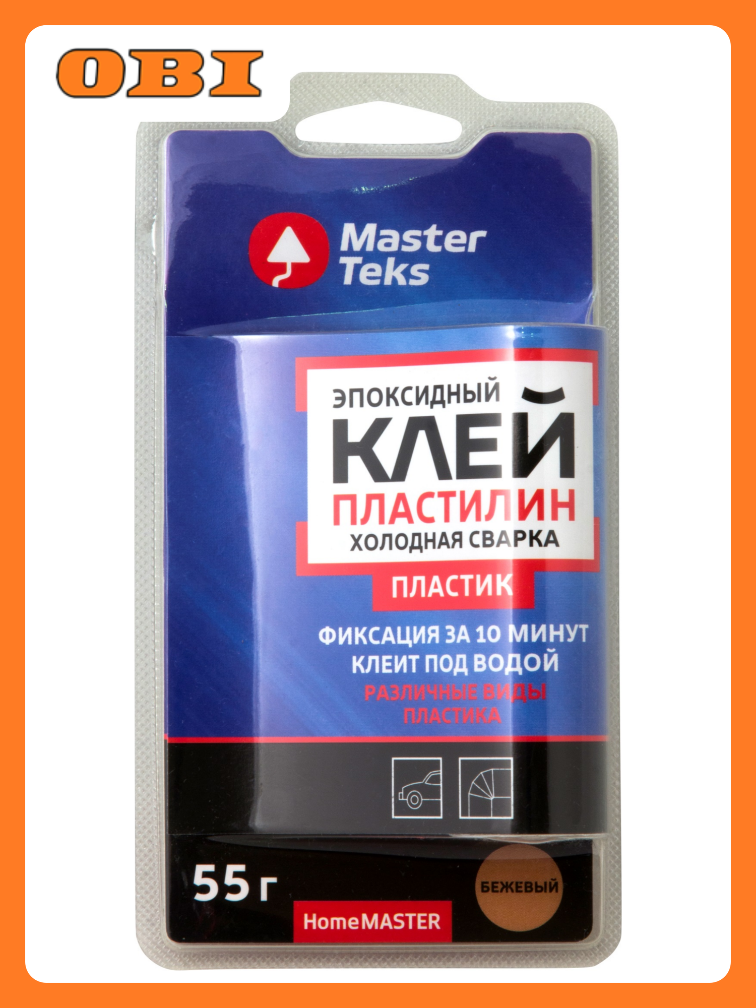 MasterTeks HM клей-пластилин эпоксидный холодная сварка для пластика 55 гр
