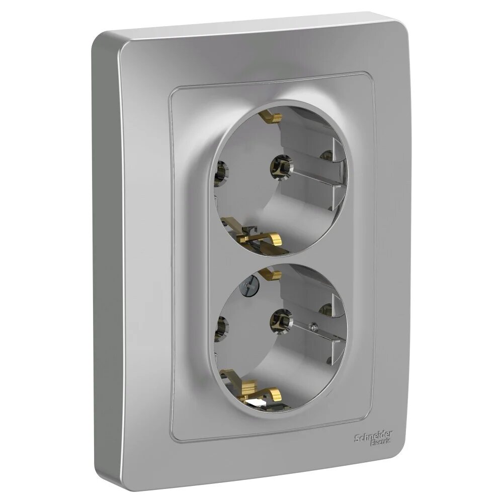 Розетка Systeme Electric Blanca внутр Алюминий 2-ая с/з без шторок, 16А, 250В SE BLNRS001023