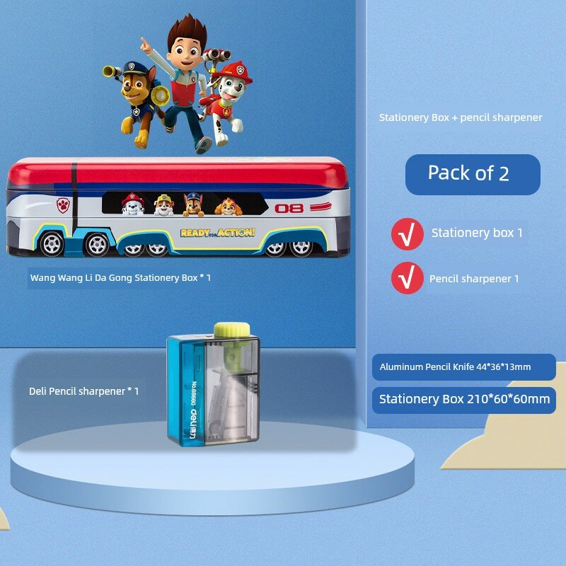 Канцелярская коробка Deli Paw Patrol, автомобильная канцелярская коробка, пенал для детского сада, многослойный пенал,