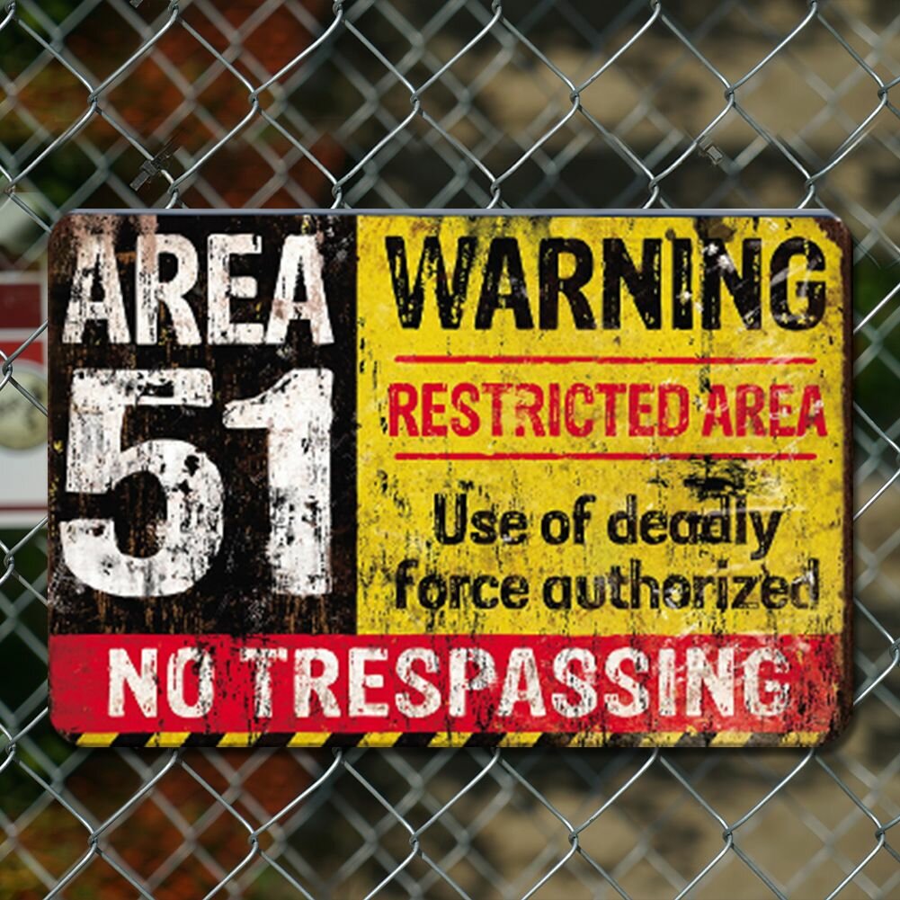 Винтажная металлическая пластина AREA 51, прямоугольная железная картина, настенный декор для домашнего бара, 30x20 см